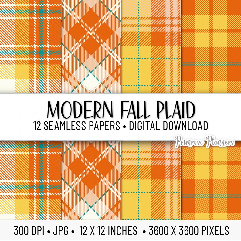 Modern Fall Tartan Digital Paper Pack | Digital Plum Paper | Autumn ...