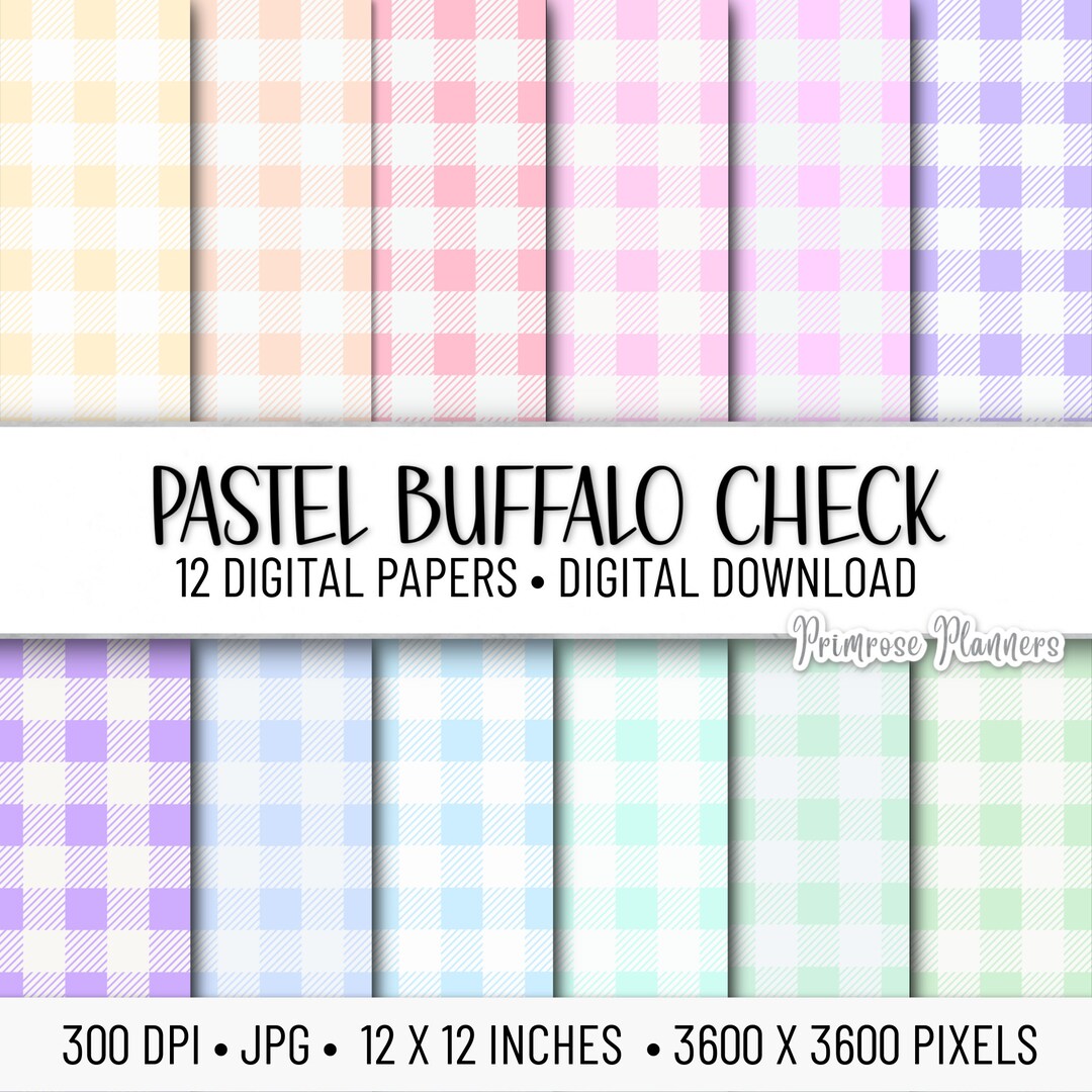 Pastel Buffalo Check Digital Paper Pack Digital Plaid Paper Pastel ...