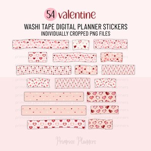 Valentine Digital Washi Tape Stickers Hearts Washi Tape for Goodnotes ...