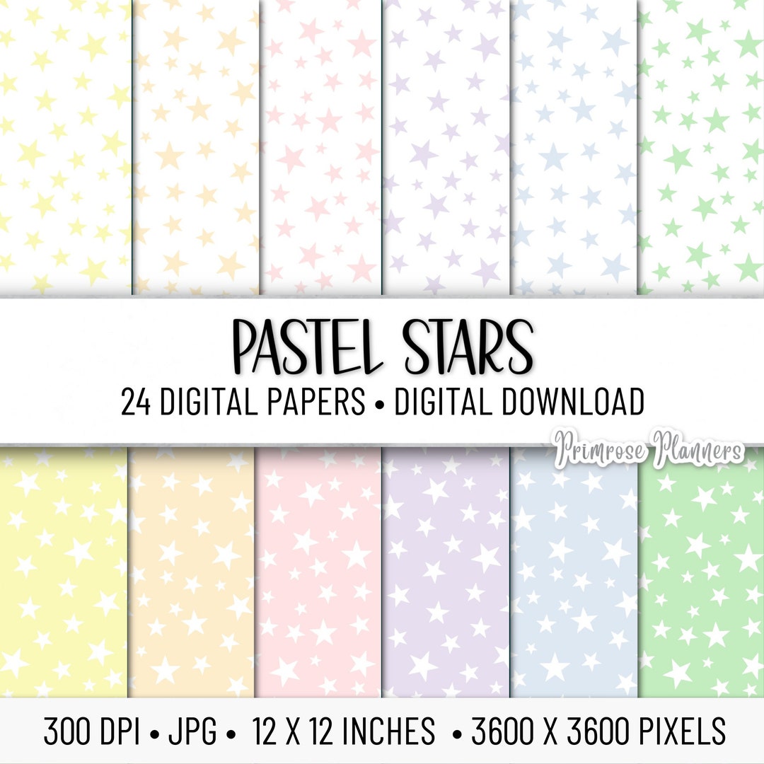 Pastel Stars Confetti Digital Paper Pack Digital Starry Paper Printable ...
