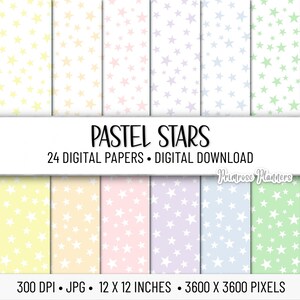 Pastel Stars Confetti Digital Paper Pack Digital Starry Paper Printable ...