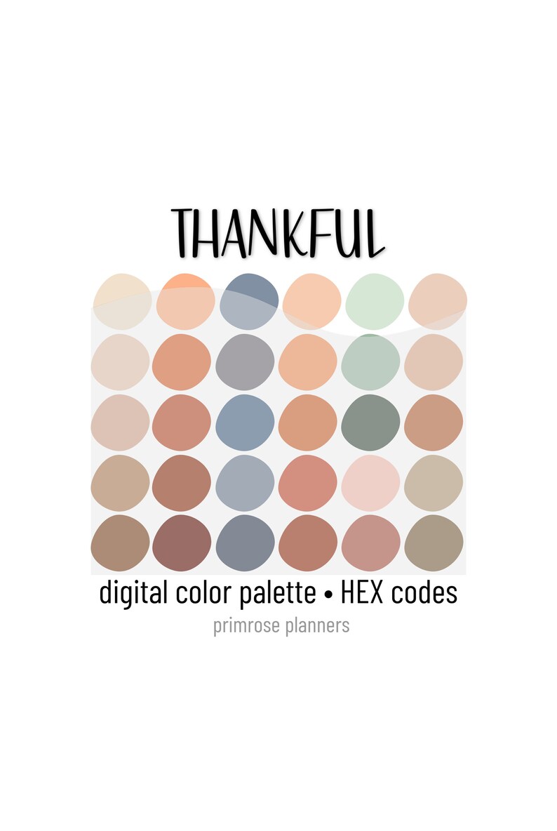Thankful Digital Color Palette Color Chart Goodnotes Tool - Etsy
