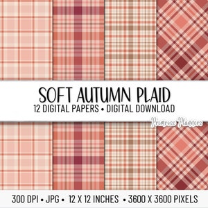 Soft Autumn Plaid Digital Paper Pack | Digital Blush and Sage Paper ...