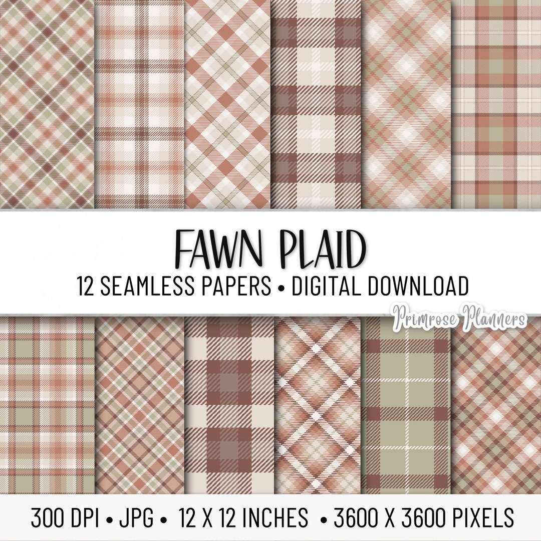 FAWN Neutral Tartan Plaid Digital Paper Pack | Digital Printable Paper ...