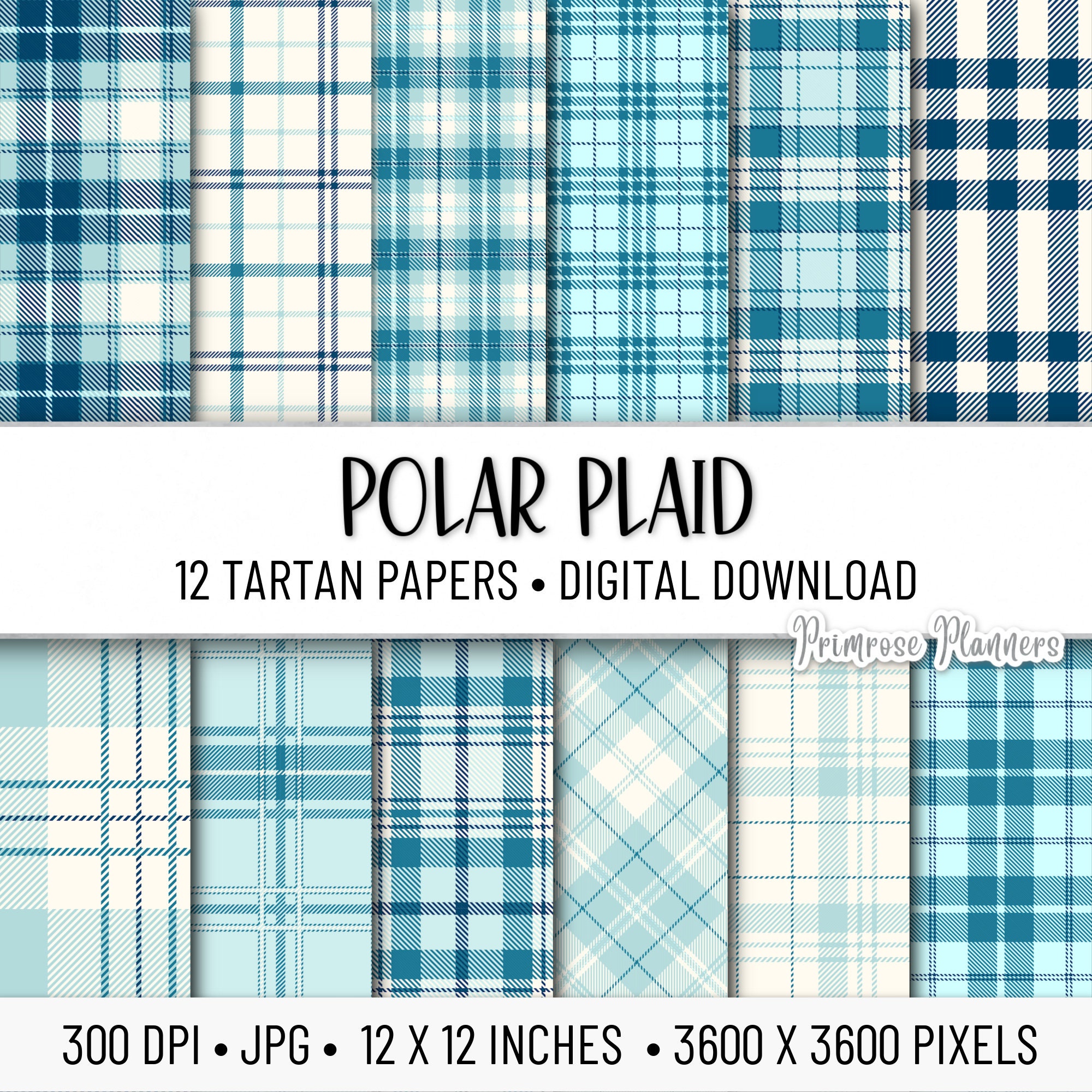 Polar Plaid Winter Digital Paper Pack Plaid Digital Paper - Etsy