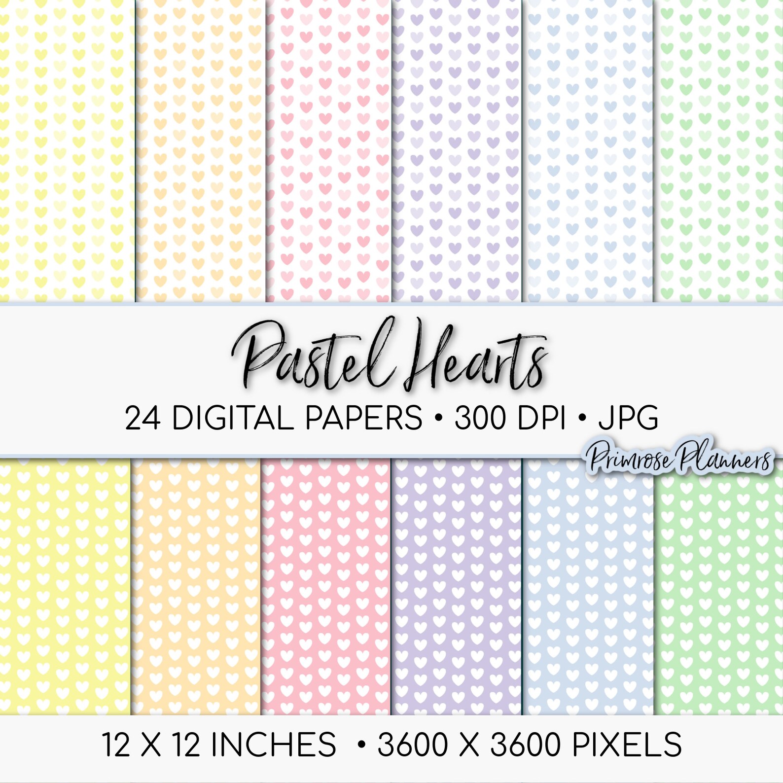 Pastel Hearts Confetti Digital Paper Pack Digital Heart - Etsy