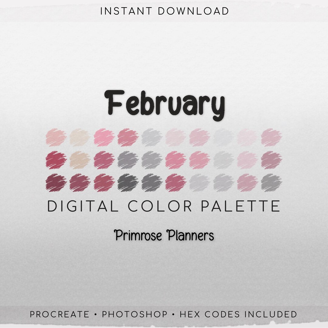 February Digital Color Palette - Color Chart | Goodnotes Tool | iPad ...