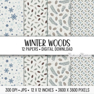 Winter Woods Digital Paper Pack Digital Holiday Paper Christmas Digital ...