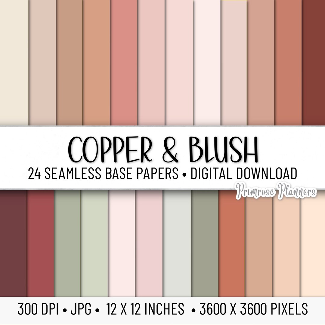 COPPER, BLUSH, SAGE Solid Digital Paper Pack | Solid Background | Base ...