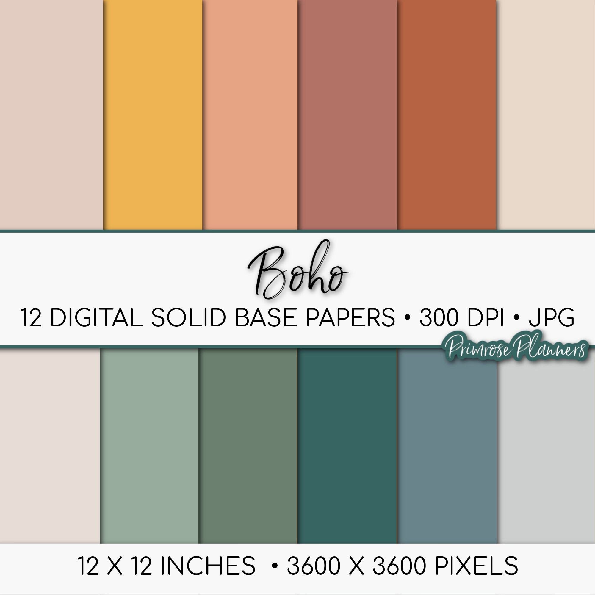 Boho Solid Digital Paper Pack Digital Boho Paper Solid | Etsy