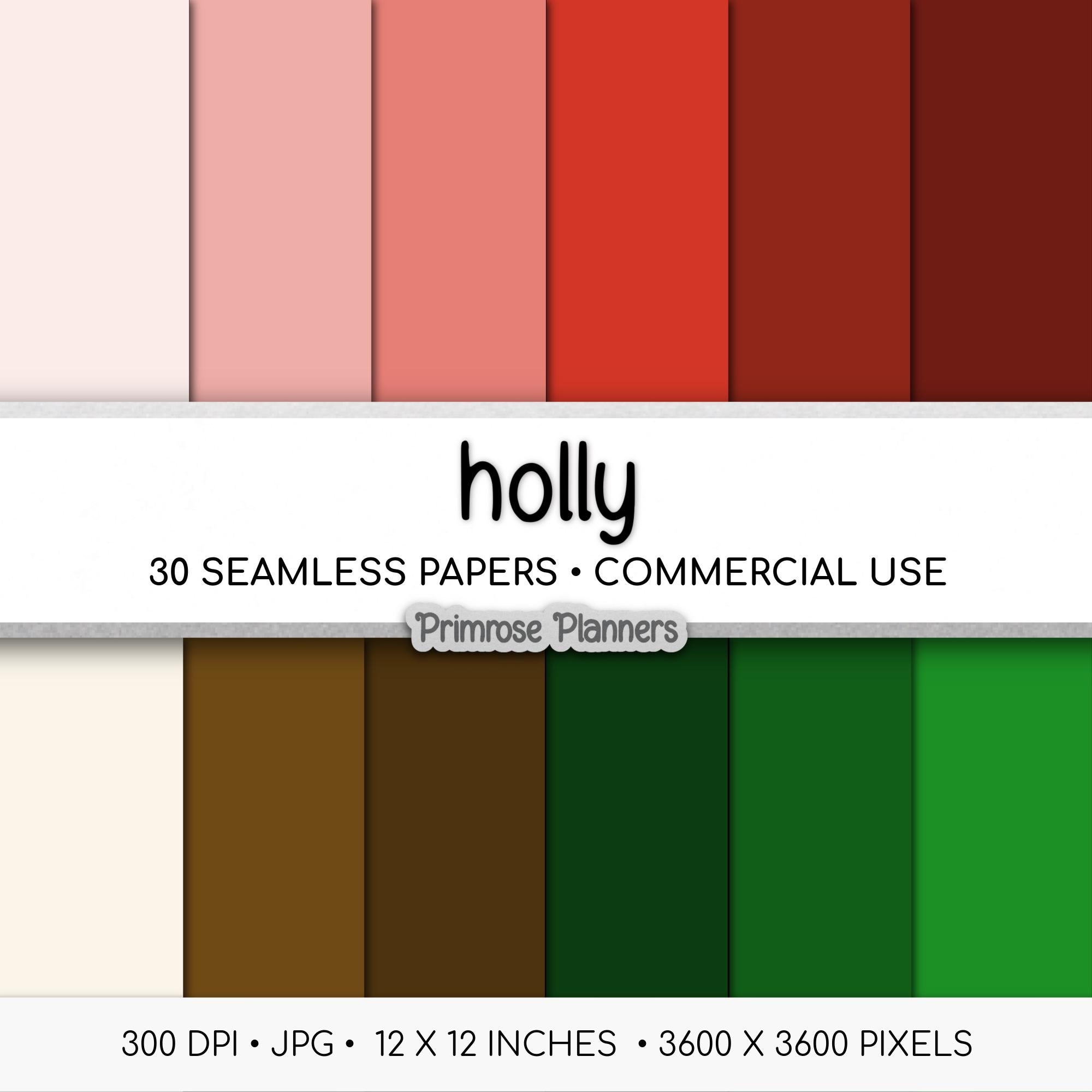 Solid Digital Paper Winter Holly | Vintage Christmas Colors | Red ...