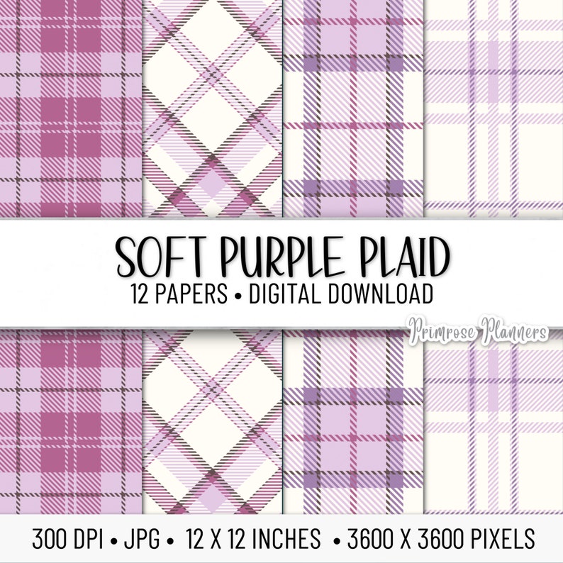 Soft Purple Plaid Digital Paper Pack Purple Plaid Paper - Etsy