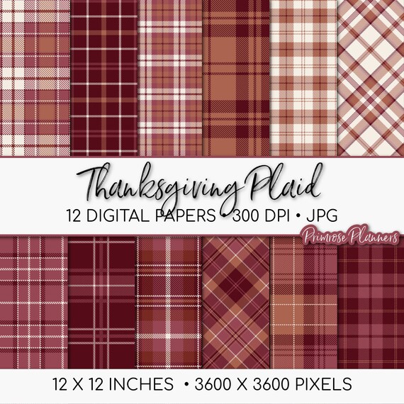Thanksgiving Plaid Digital Paper Pack Digital Plaid Paper | Etsy