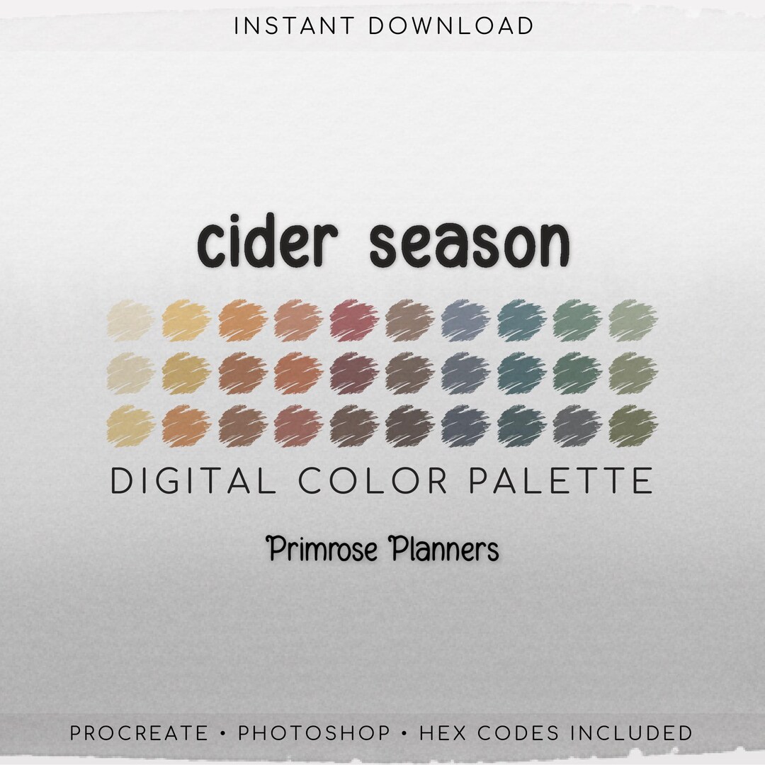 Cider Season Procreate Palette & Photoshop Swatches, Rustic Autumn Gold ...