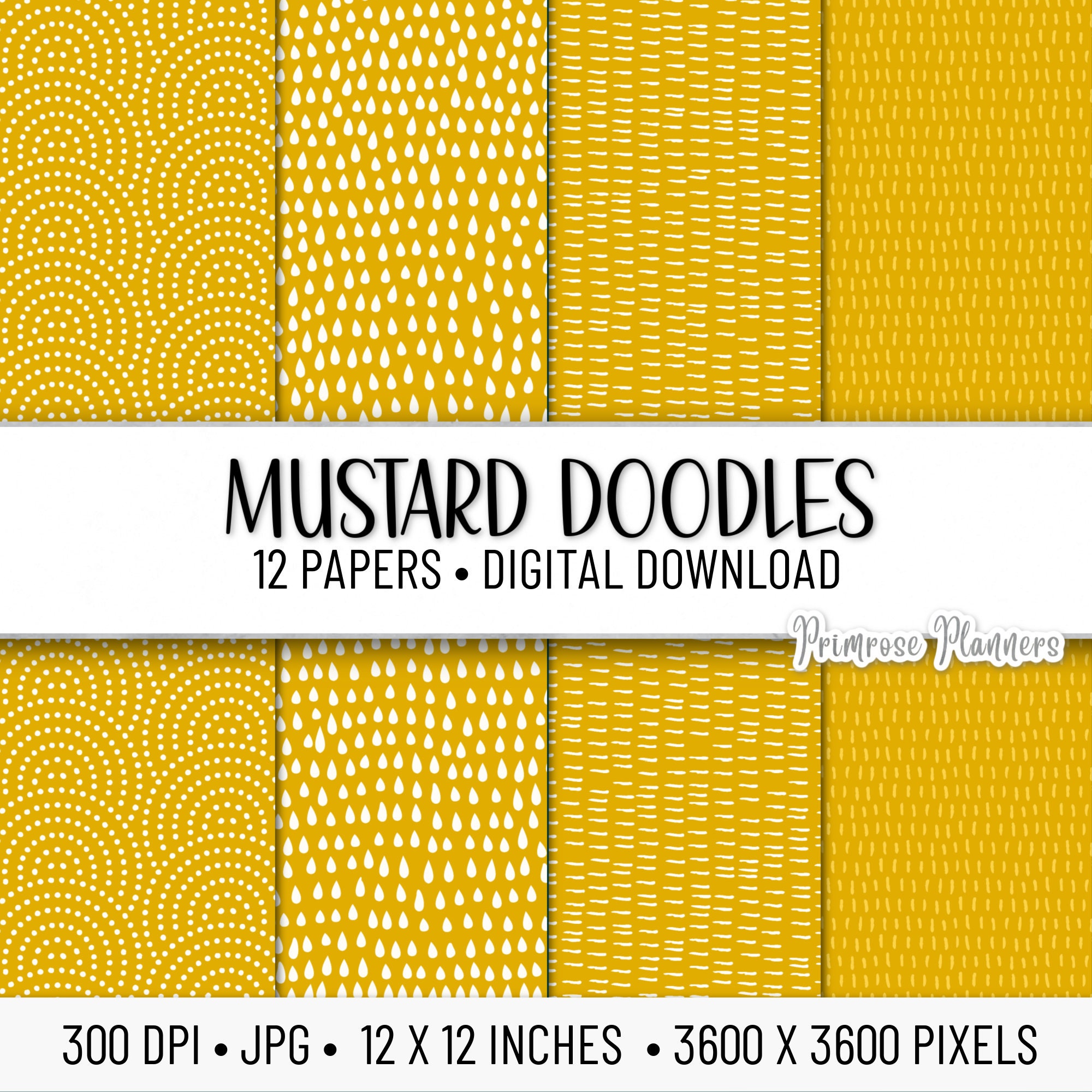 Mustard Doodles Digital Paper Pack Mustard Pattern Paper - Etsy