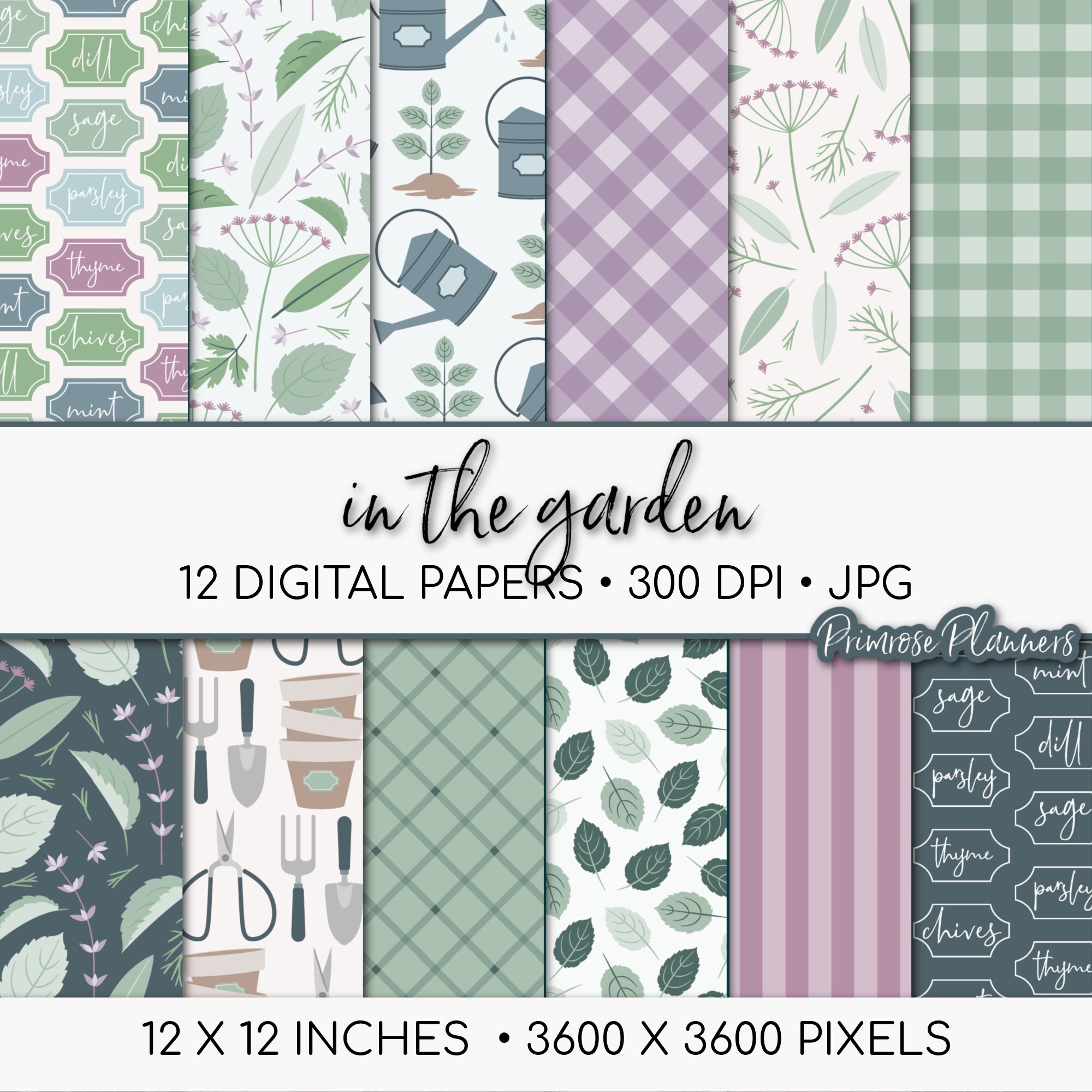 Garden Digital Paper Pack Digital Plant Paper Sage Digital - Etsy