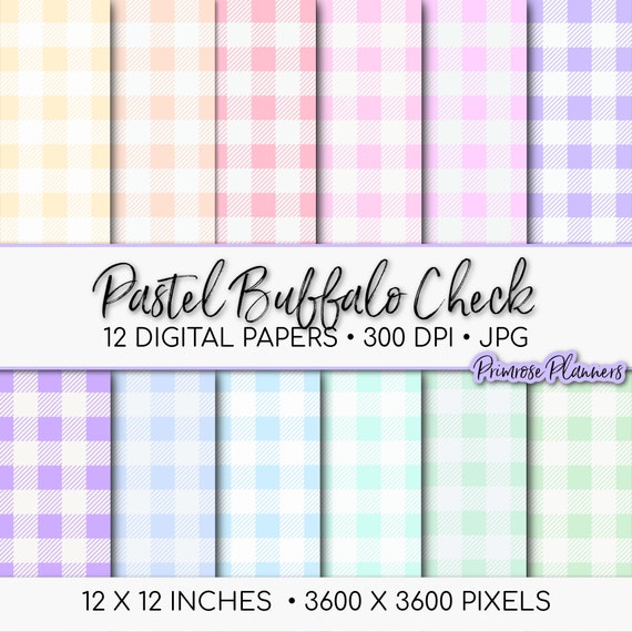 Pastel Buffalo Check Digital Paper Pack Digital Plaid Paper - Etsy