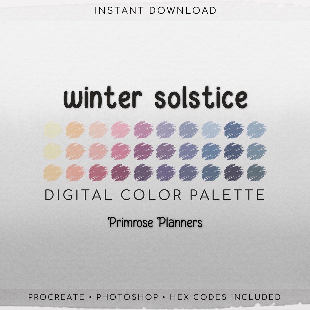 Winter Solstice Procreate Palette & Photoshop Swatches, Hazy Pale ...