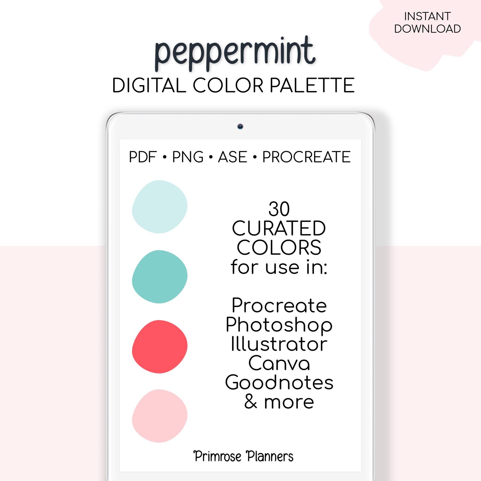 Peppermint Digital Color Palette - Color Chart | Goodnotes Tool | iPad ...