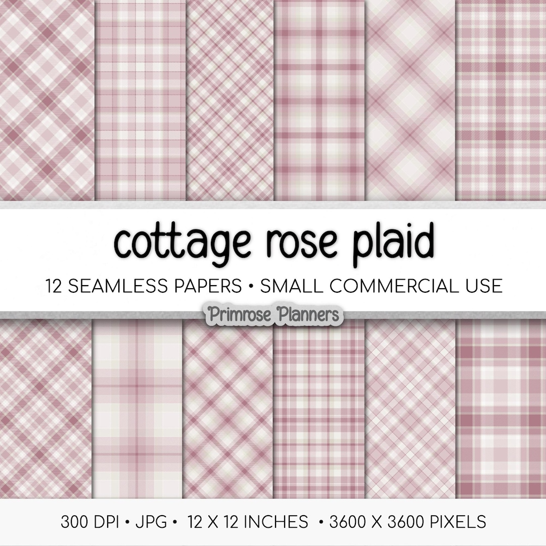 Seamless Dusty Rose Plaid Digital Paper, Mauve Pink White Buffalo Check ...