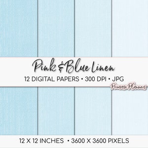 Pink and Blue Linen Digital Paper Linen Background Digital | Etsy