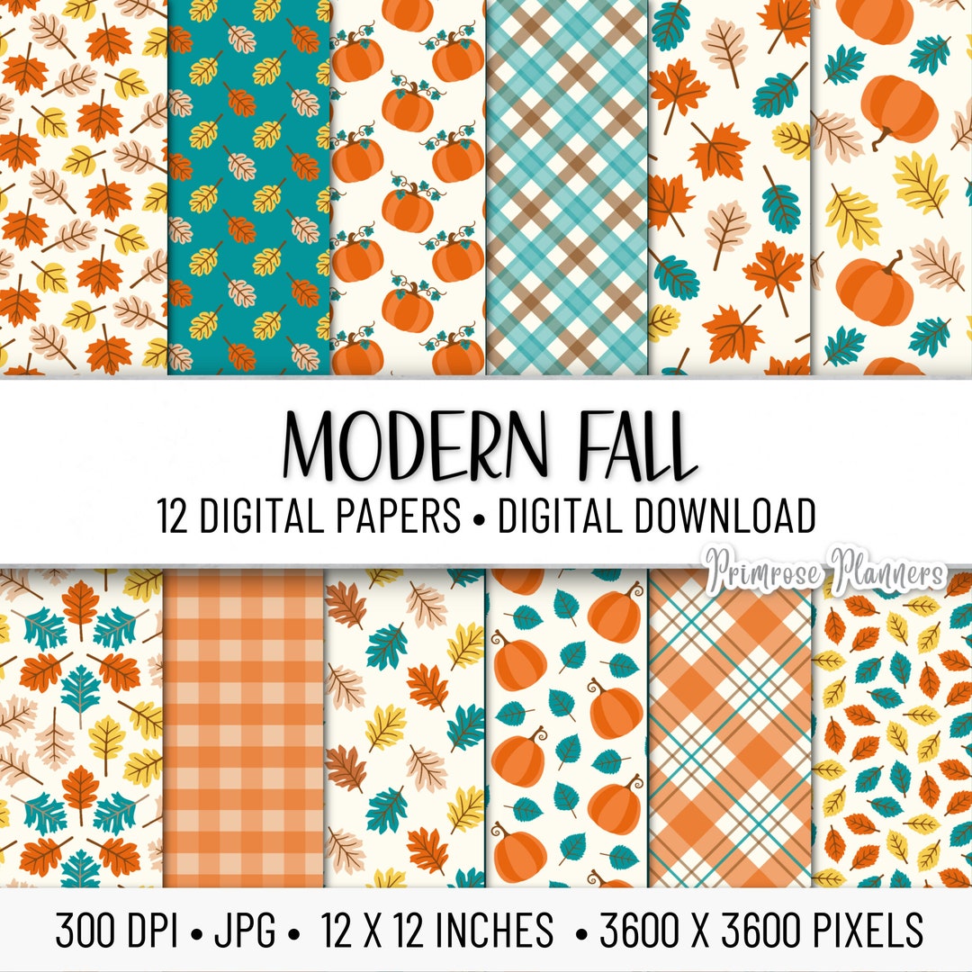 Modern Fall Digital Paper Pack | Digital Plaid Paper | Autumn Digital ...