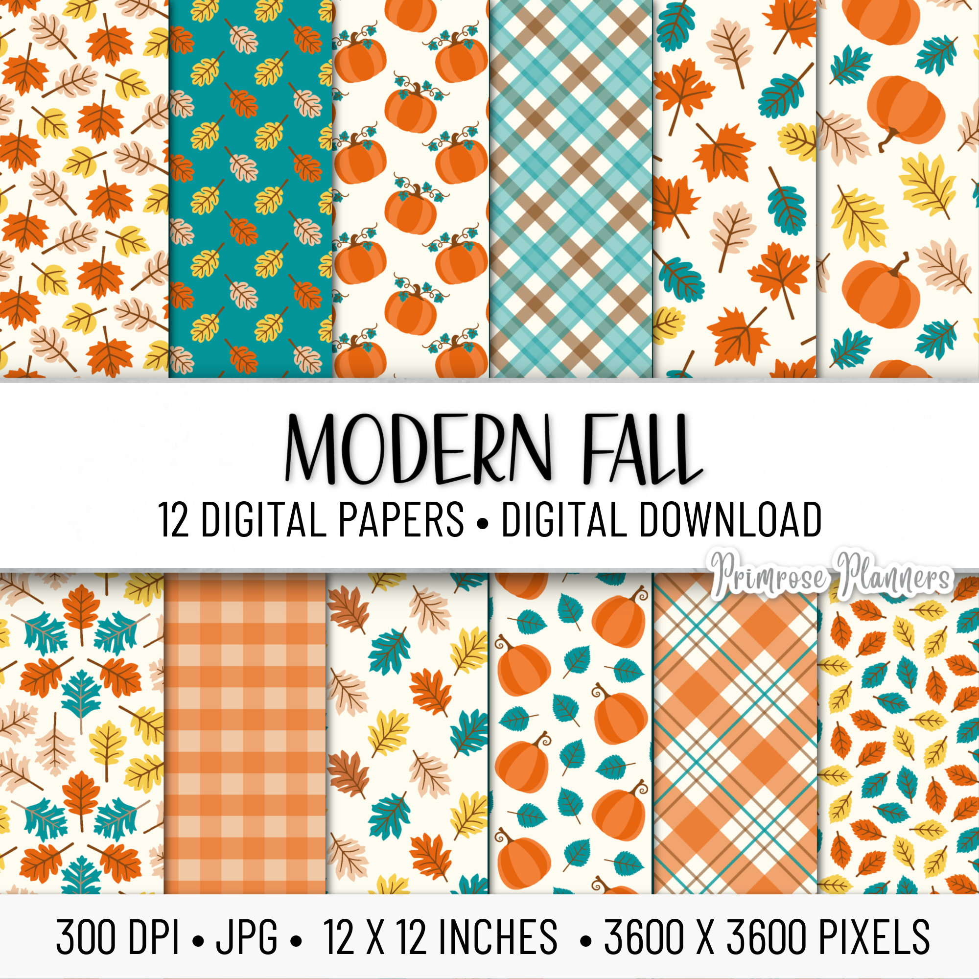 Modern Fall Digital Paper Pack Digital Plaid Paper Autumn - Etsy
