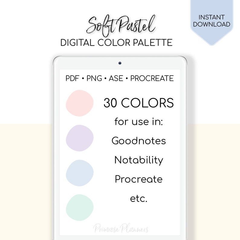 Soft Pastel Digital Color Palette Color Chart Goodnotes | Etsy