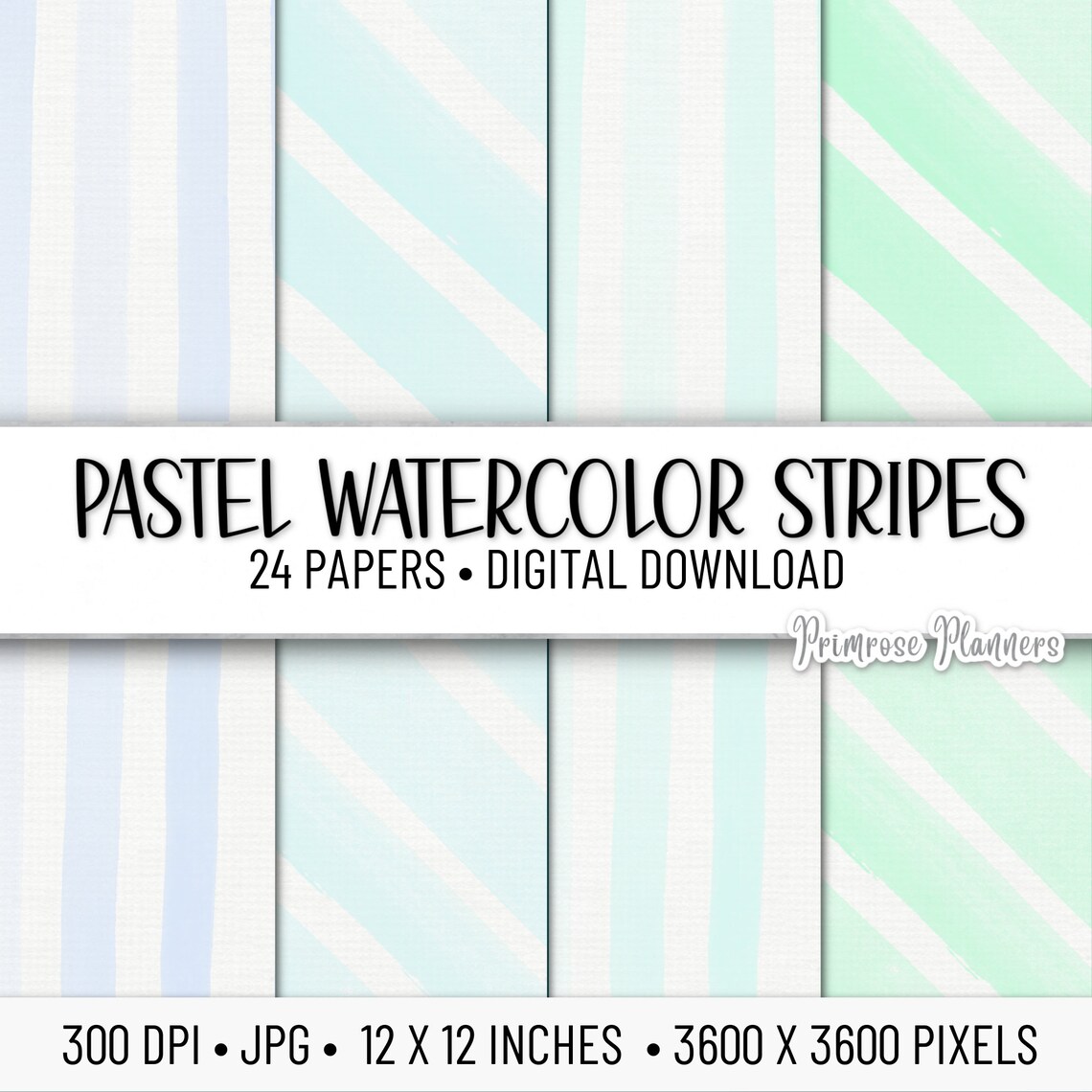 Pastel Watercolor Stripes Digital Paper Pack Digital - Etsy