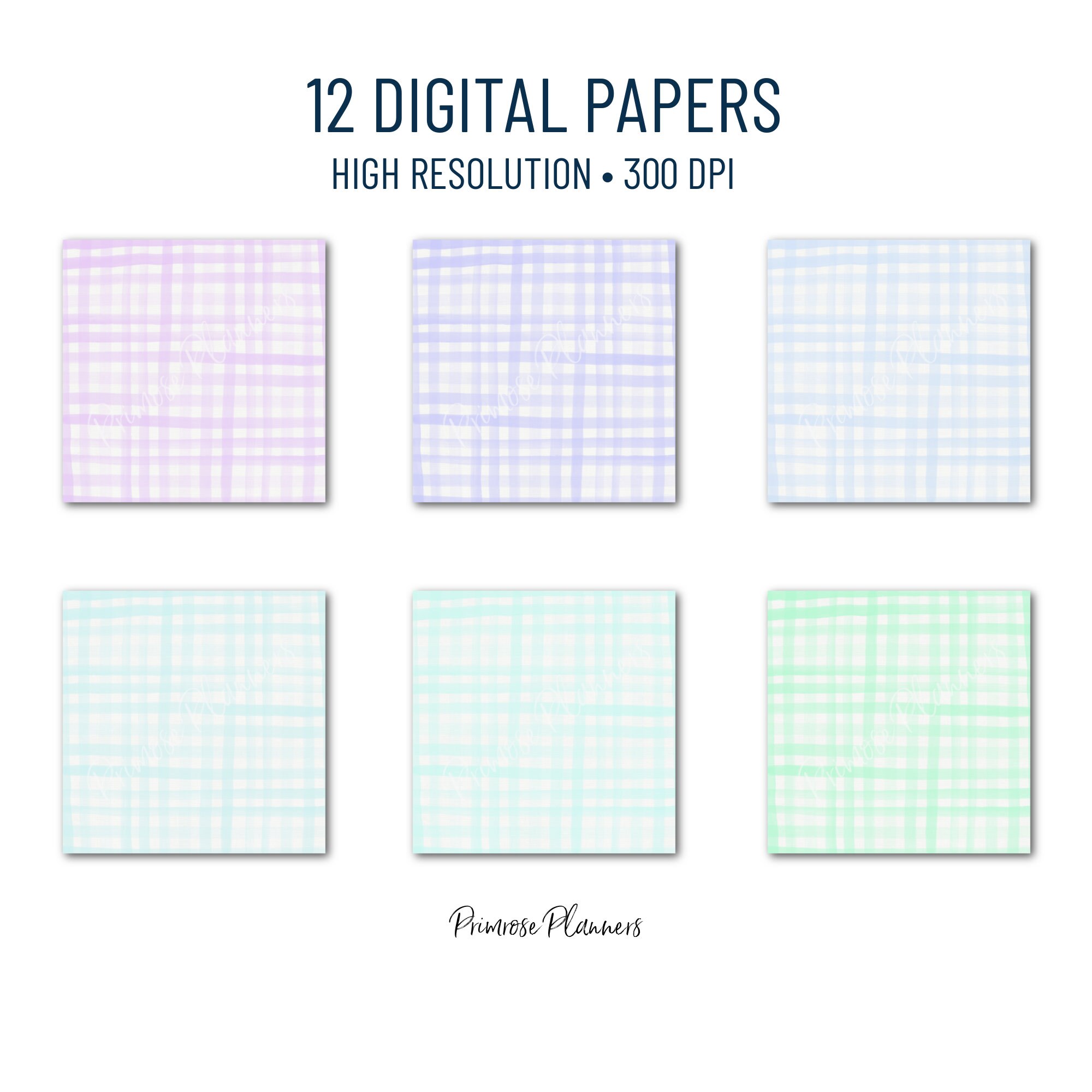 Pastel Watercolor Plaid Digital Paper Pack Digital - Etsy