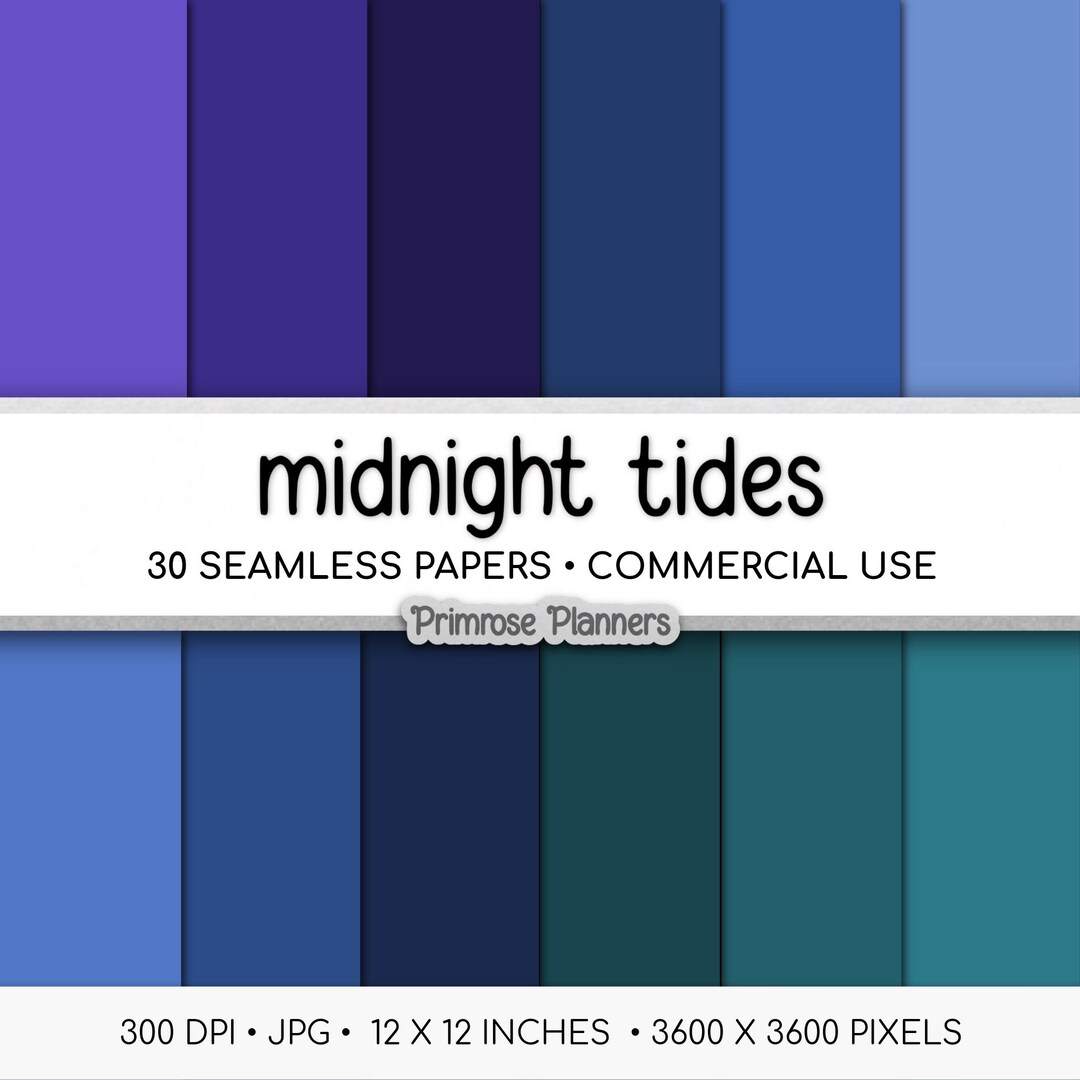 Solid Digital Paper Midnight Tides | Cool Tone Ocean Palette | Navy ...