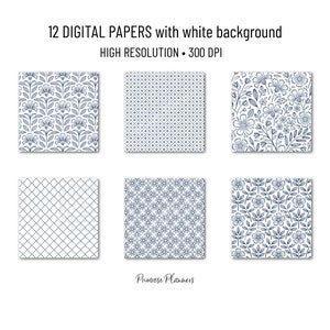 NAVY Blue Patterns Digital Paper Pack | Digital Striped Paper | Printable Scrapbook Paper | Base ...