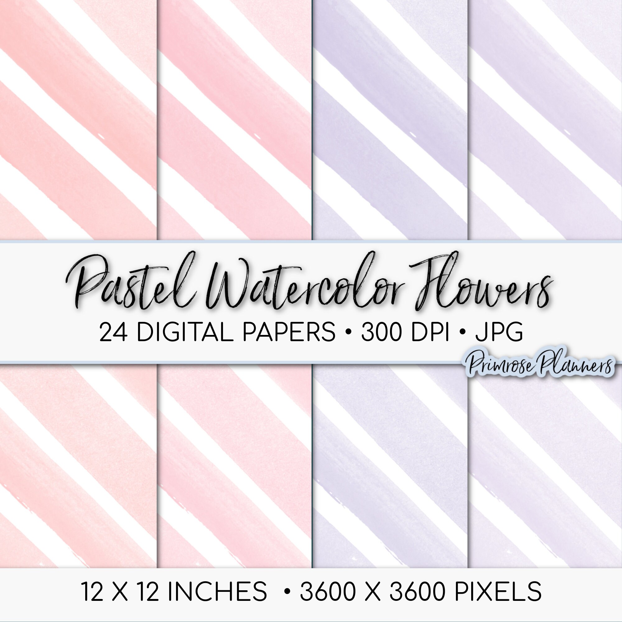 Pastel Watercolor Stripes Digital Paper Pack Digital - Etsy