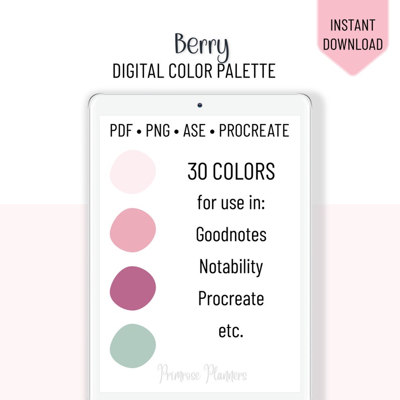 Berry Digital Color Palette Color Chart Goodnotes Tool - Etsy