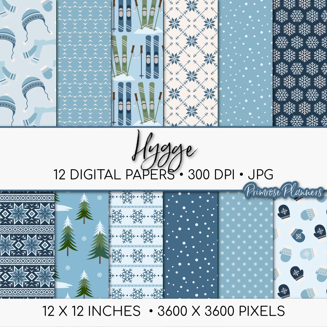 Hygge Digital Paper Pack Winter Digital Paper Snowflake | Etsy