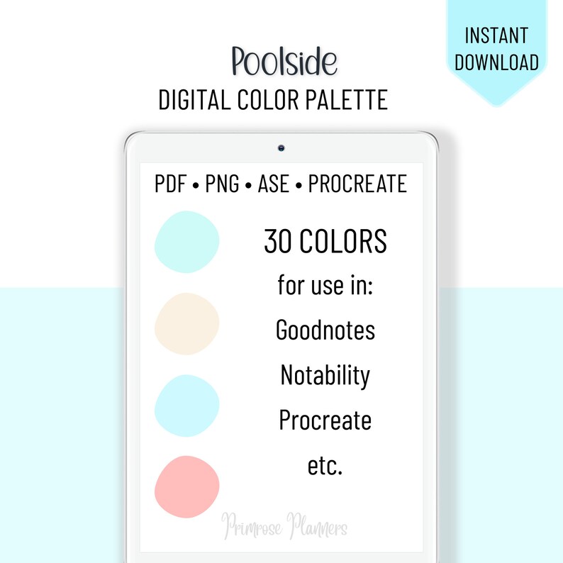 Poolside Digital Color Palette Color Chart Goodnotes Tool - Etsy
