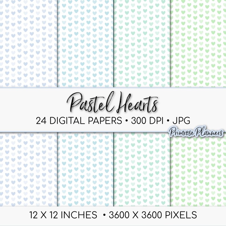 Pastel Hearts Confetti Digital Paper Pack Digital Heart - Etsy