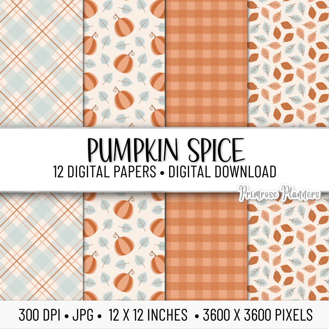 Pumpkin Spice Digital Paper Pack Digital Plaid Paper - Etsy