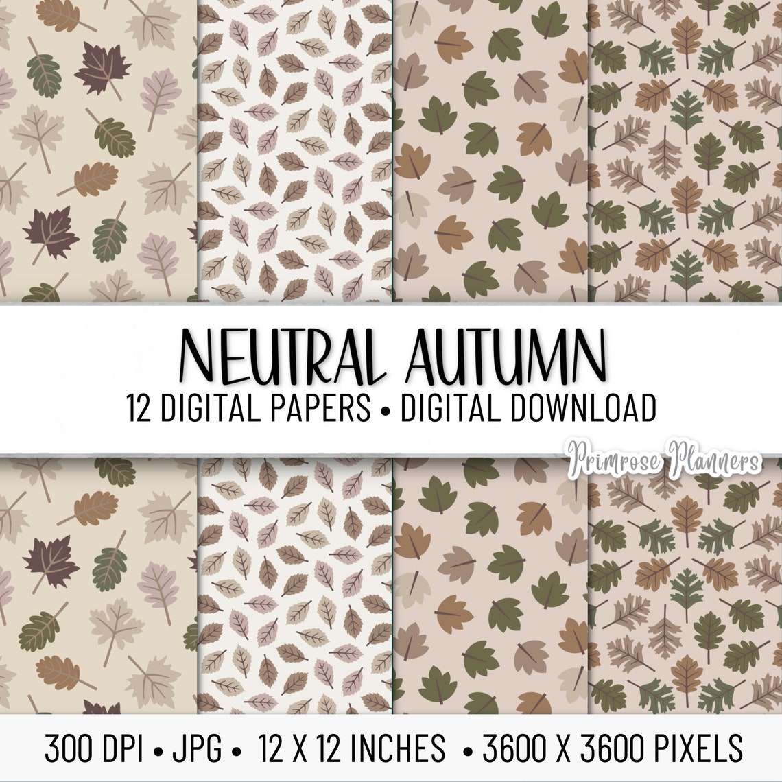 Autumn Leaves Digital Paper Pack Digital Plaid Paper - Etsy