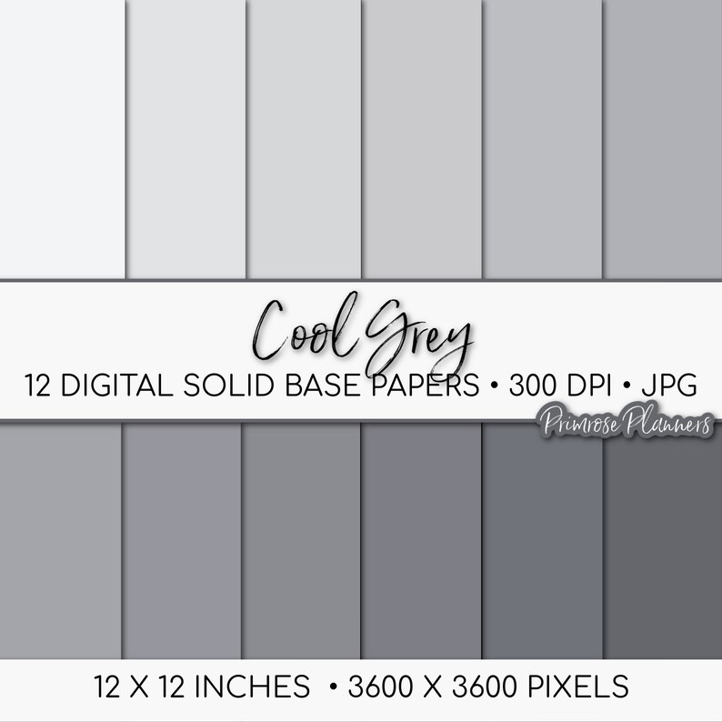Shades of Grey Solid Digital Paper Pack Plain Background | Etsy Canada