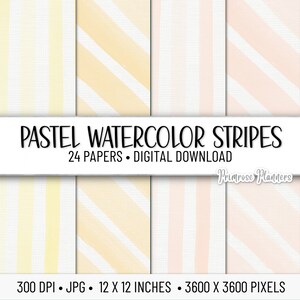 Pastel Watercolor Stripes Digital Paper Pack Digital - Etsy
