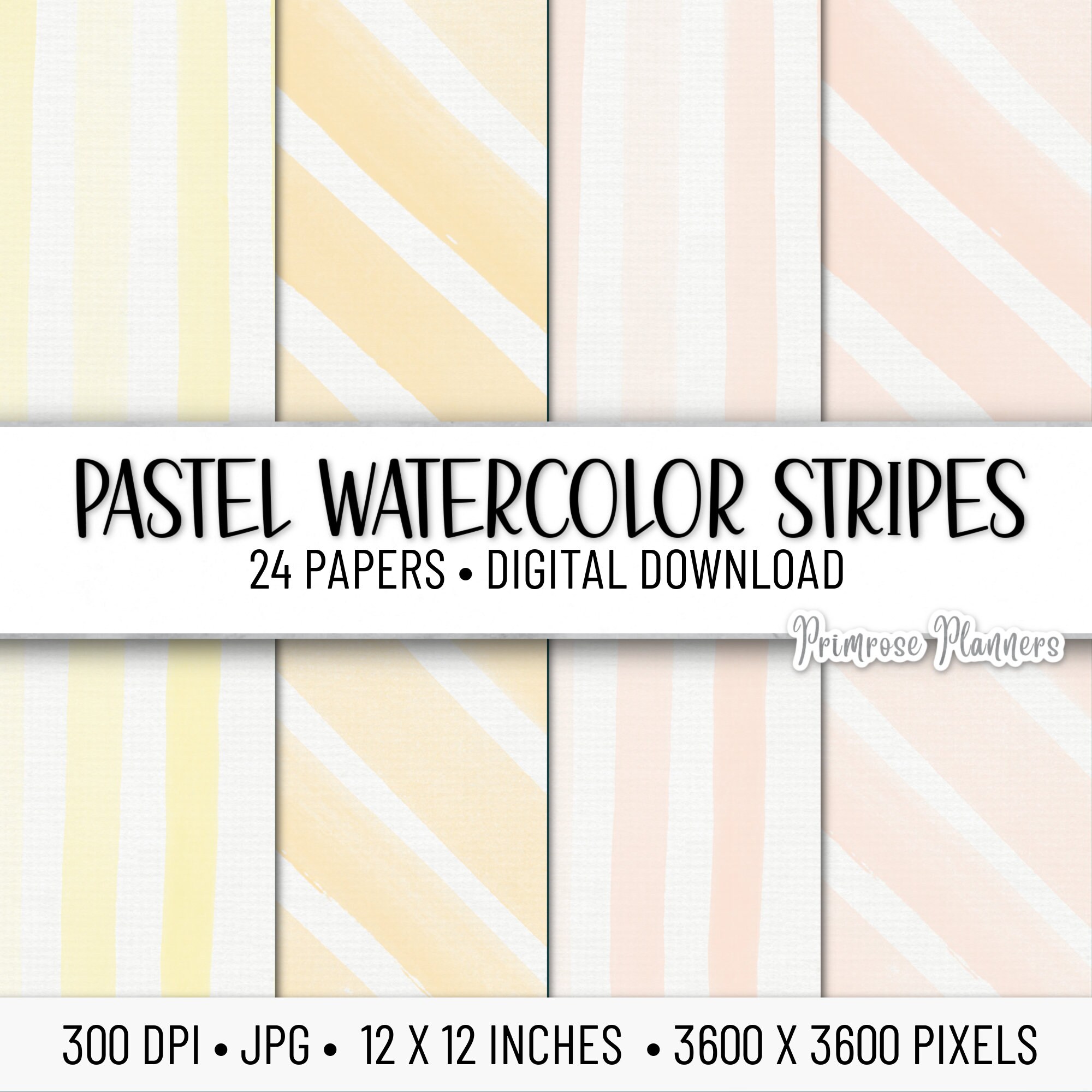 Pastel Watercolor Stripes Digital Paper Pack Digital - Etsy