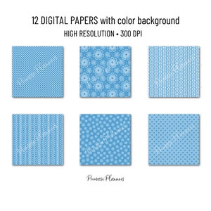 BLUE Patterns Digital Paper Pack | Digital Striped Paper | Printable Scrapbook Paper | Base ...