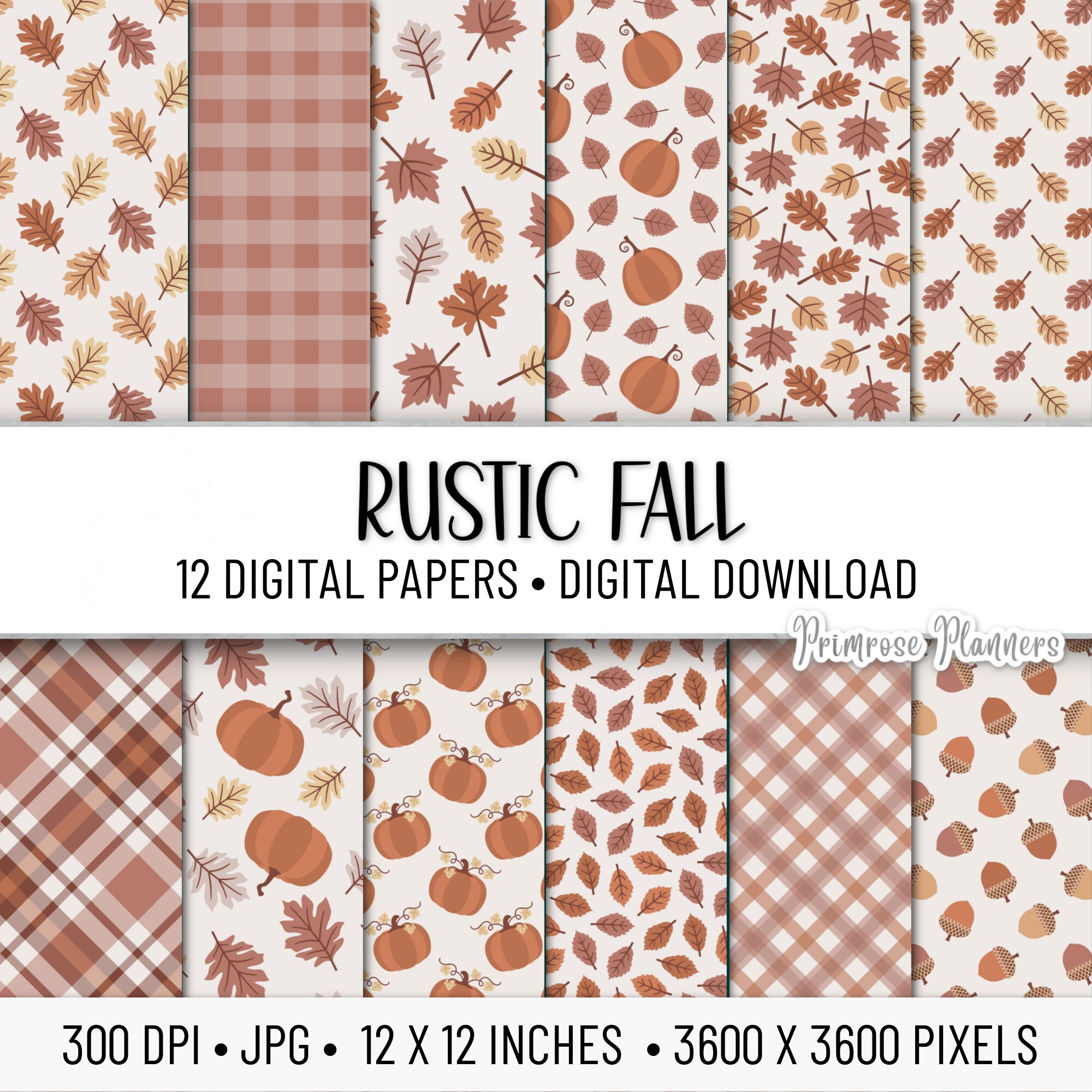 Rustic Fall Digital Paper Pack Digital Plaid Paper Autumn - Etsy
