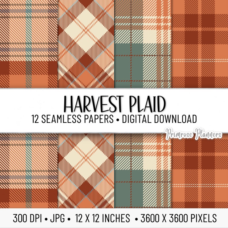 Harvest Autumn Tartan Digital Paper Pack Printable Digital - Etsy