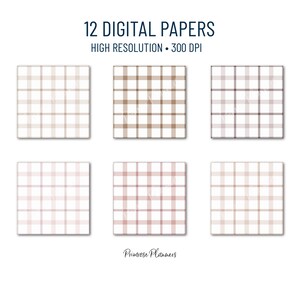 NEUTRAL AUTUMN Plaid Digital Paper Pack Buffalo Check Plaid Pattern ...