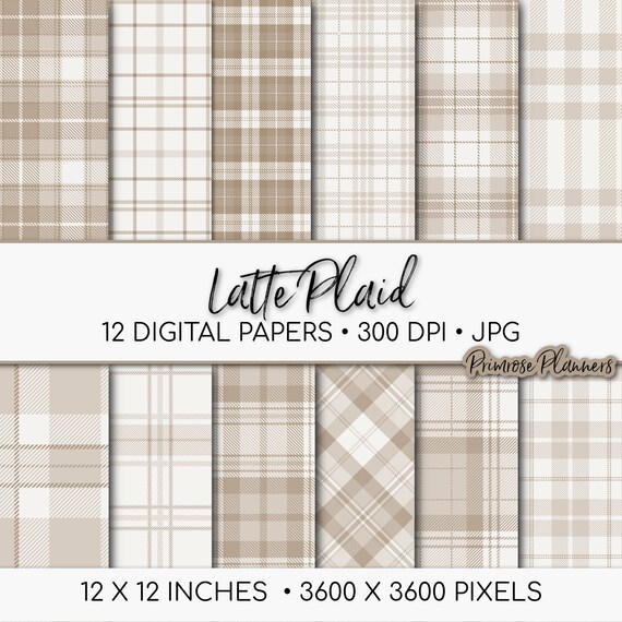 Latte Tartan Plaid Digital Paper Pack Beige Digital Paper | Etsy