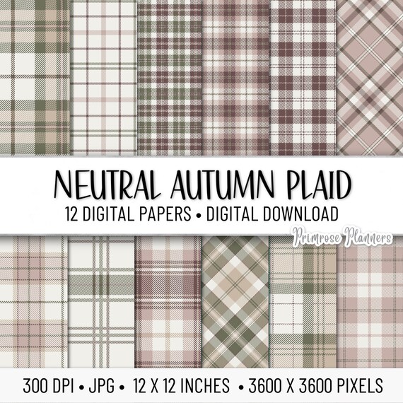 Neutral Autumn Tartan Digital Paper Pack Digital Tan and - Etsy