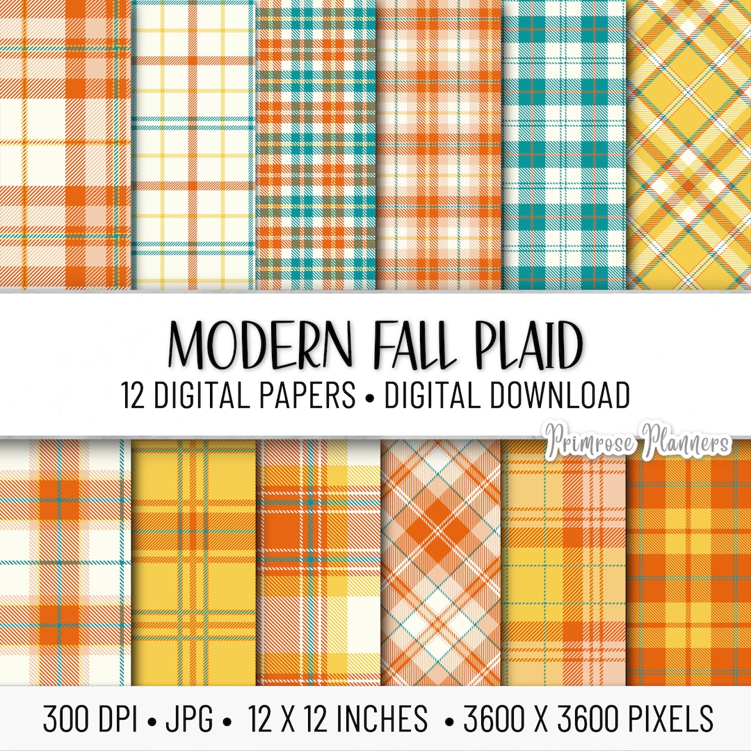Modern Fall Tartan Digital Paper Pack | Digital Plum Paper | Autumn ...