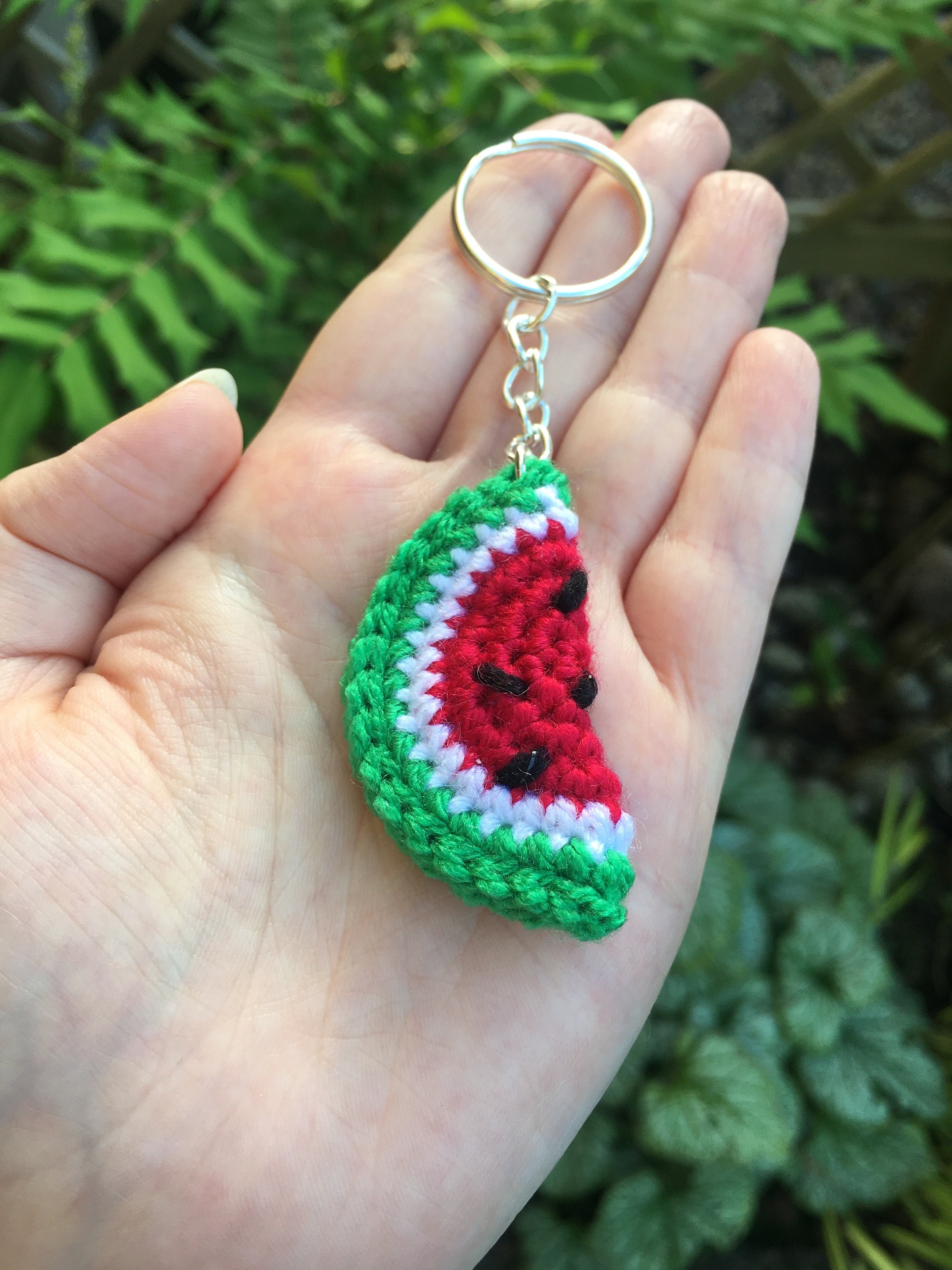 Crochet Watermelon Slice Keychain MADE TO ORDER - Etsy